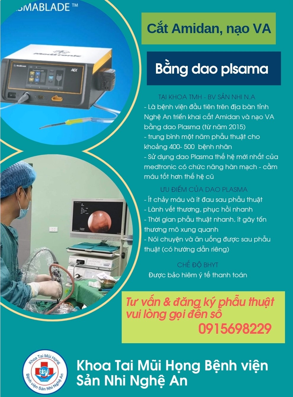Cắt amidan và nạo V.A bằng dao Plasma tại Bệnh viện Sản Nhi Nghệ An ...